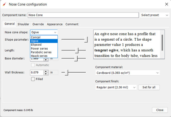Body Components Basics - OpenRocket wiki