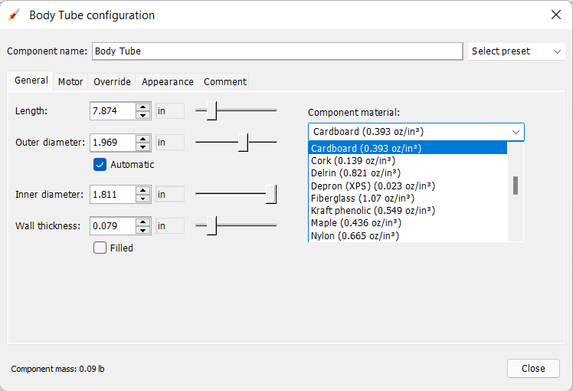 Body Components Basics - OpenRocket wiki