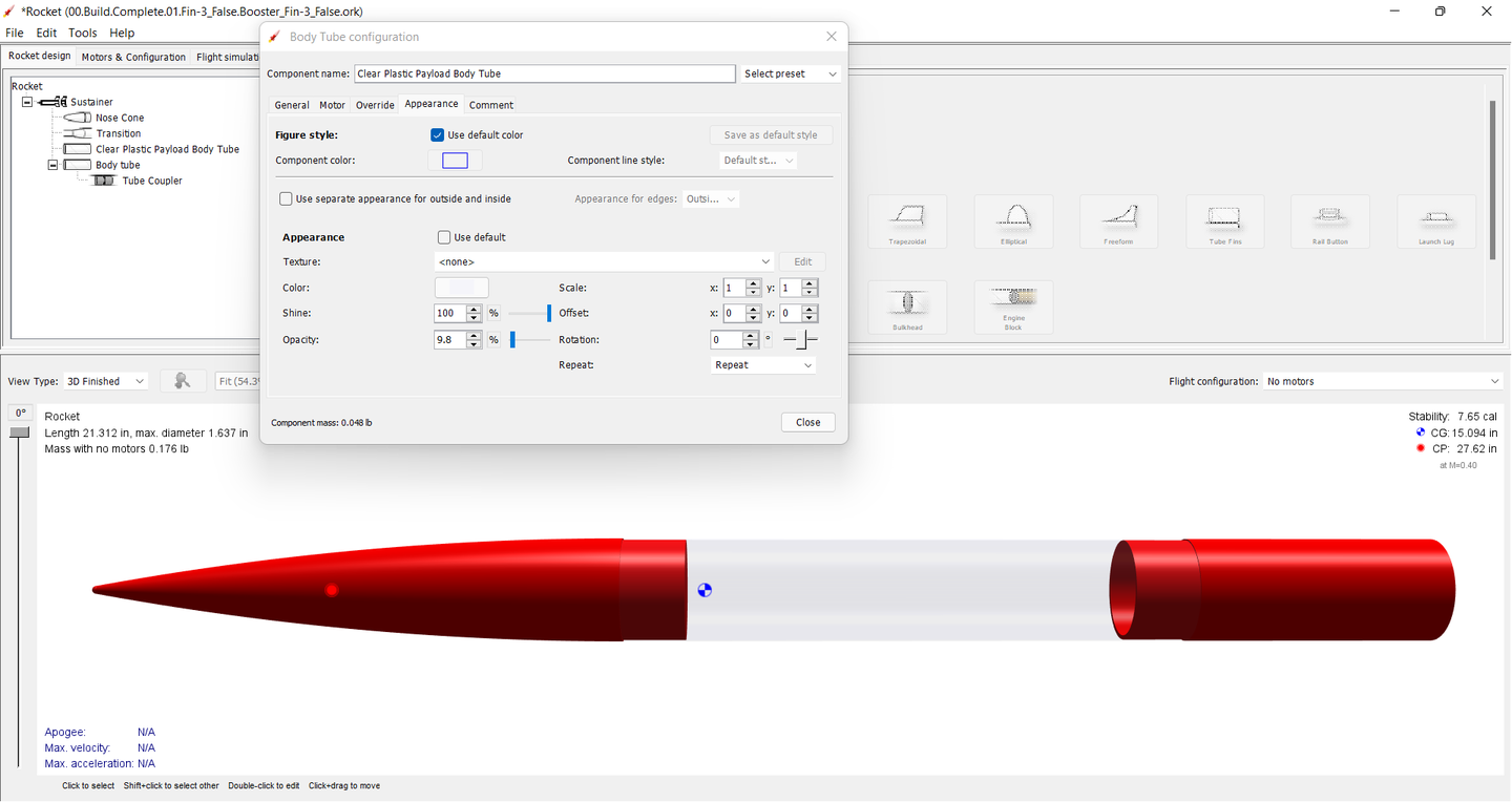 Common Component Characteristics - OpenRocket wiki